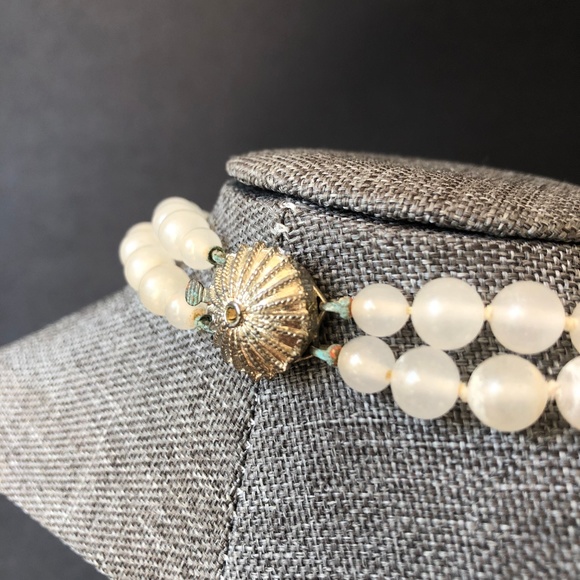 Jewelry | Vintage Opaque White Agate Stone 2 Strand Bead | Poshmark